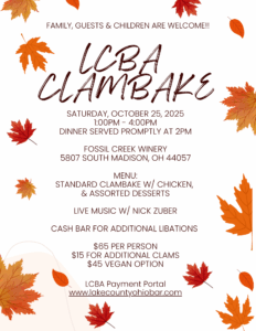 LCBA Annual Clam Bake @ Fossil Creek Winery – Lake County Ohio Bar